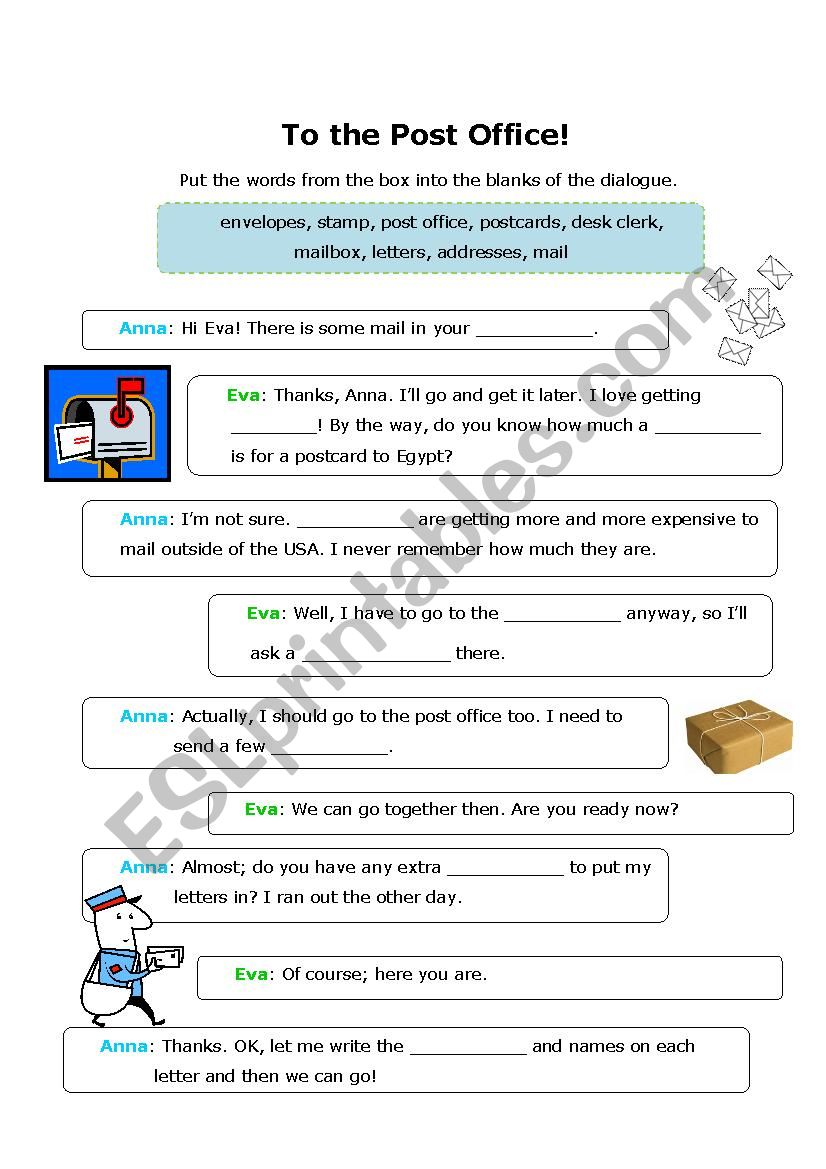 Let´s Go To The Post Office! - ESL worksheet by sdoehler