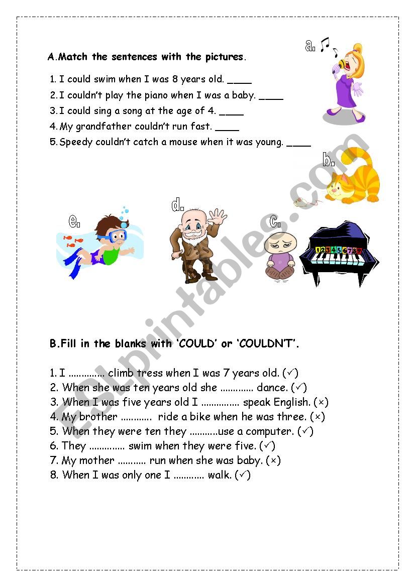 Could/Couldn´t - ESL worksheet by Lapidoptera