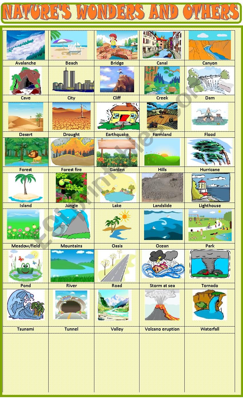 Nature´s wonders - ESL worksheet by spied-d-aignel