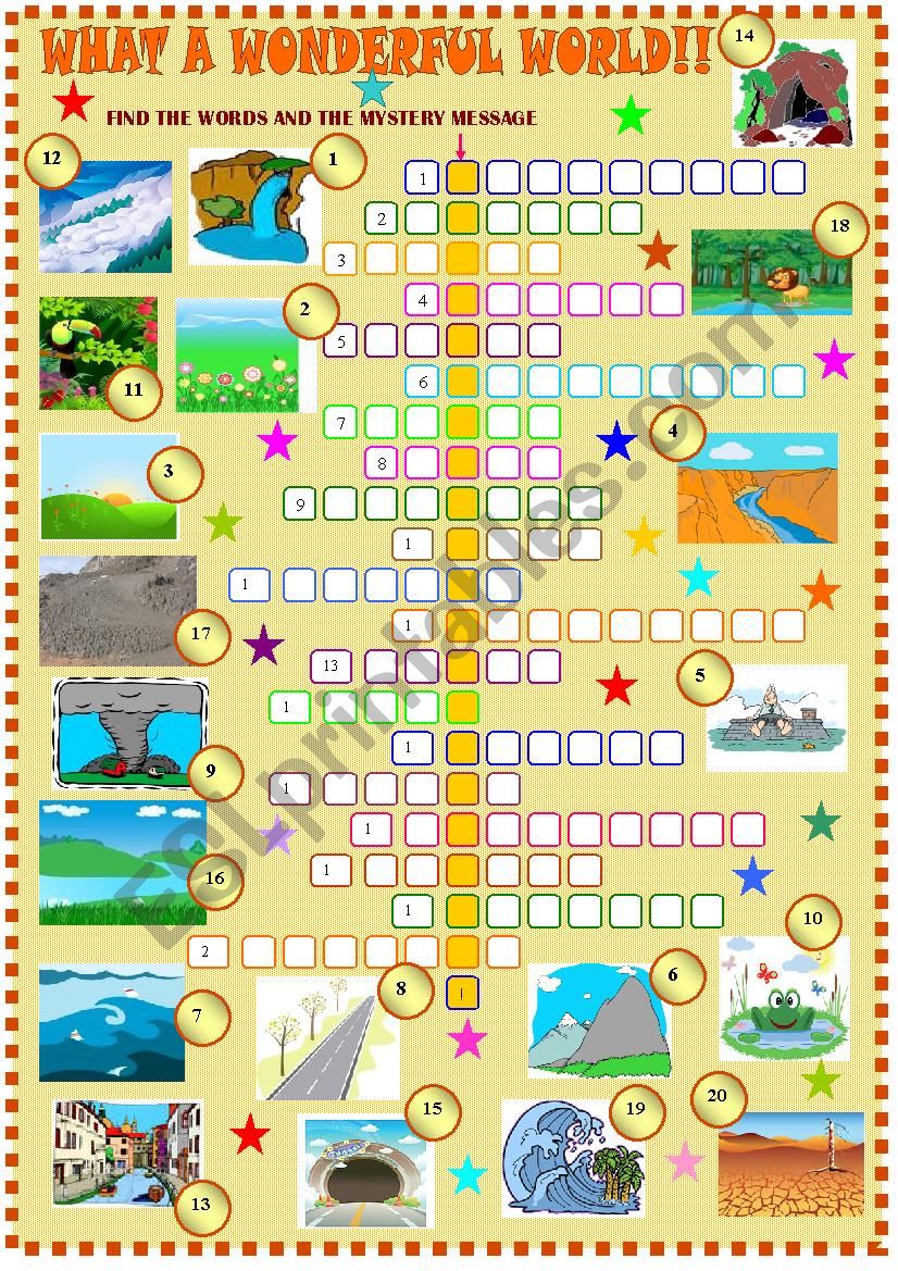 Nature´s wonders: crossword puzzle - ESL worksheet by spied-d-aignel