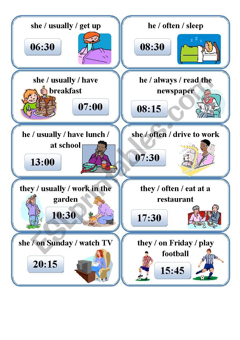 SPEAKING CARDS PRESENT SIMPLE ESL Worksheet By Monika007