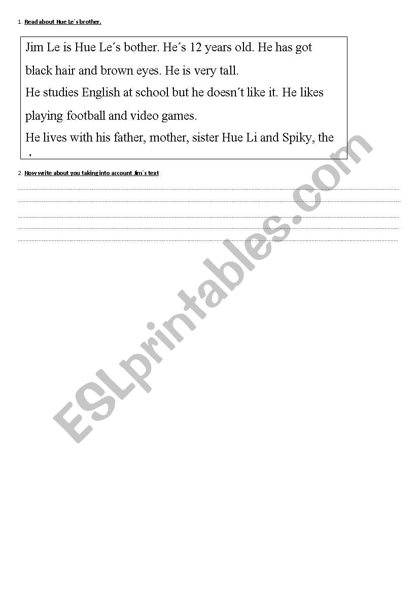 Hue Le´s brother - ESL worksheet by marianela06