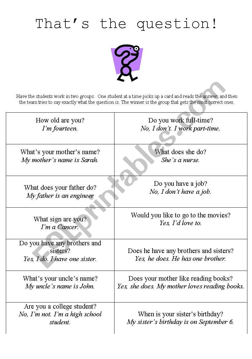 That´s the question! - ESL worksheet by danyjustdany