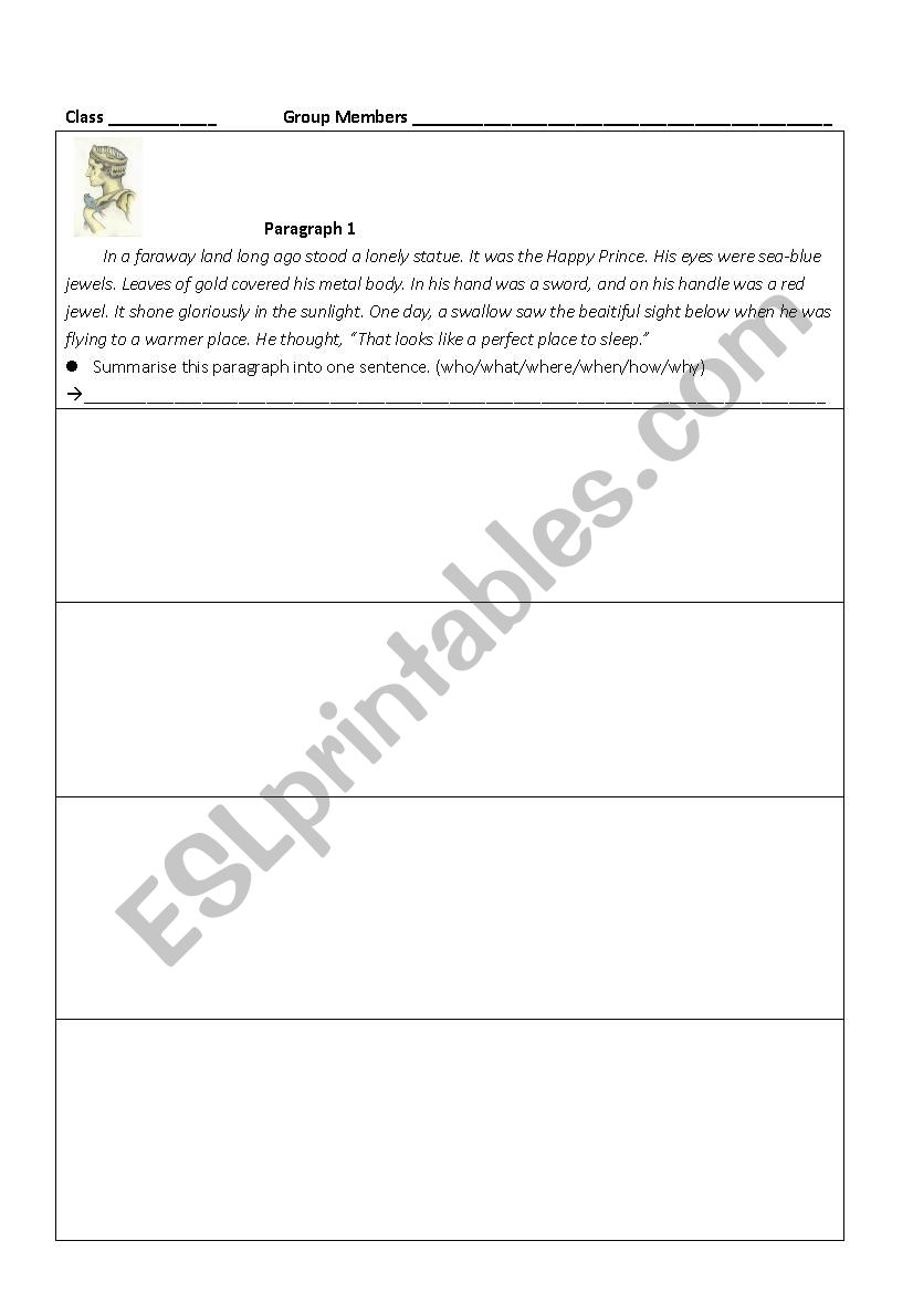 The Happy Prince Worksheet - ESL worksheet by joyeyu