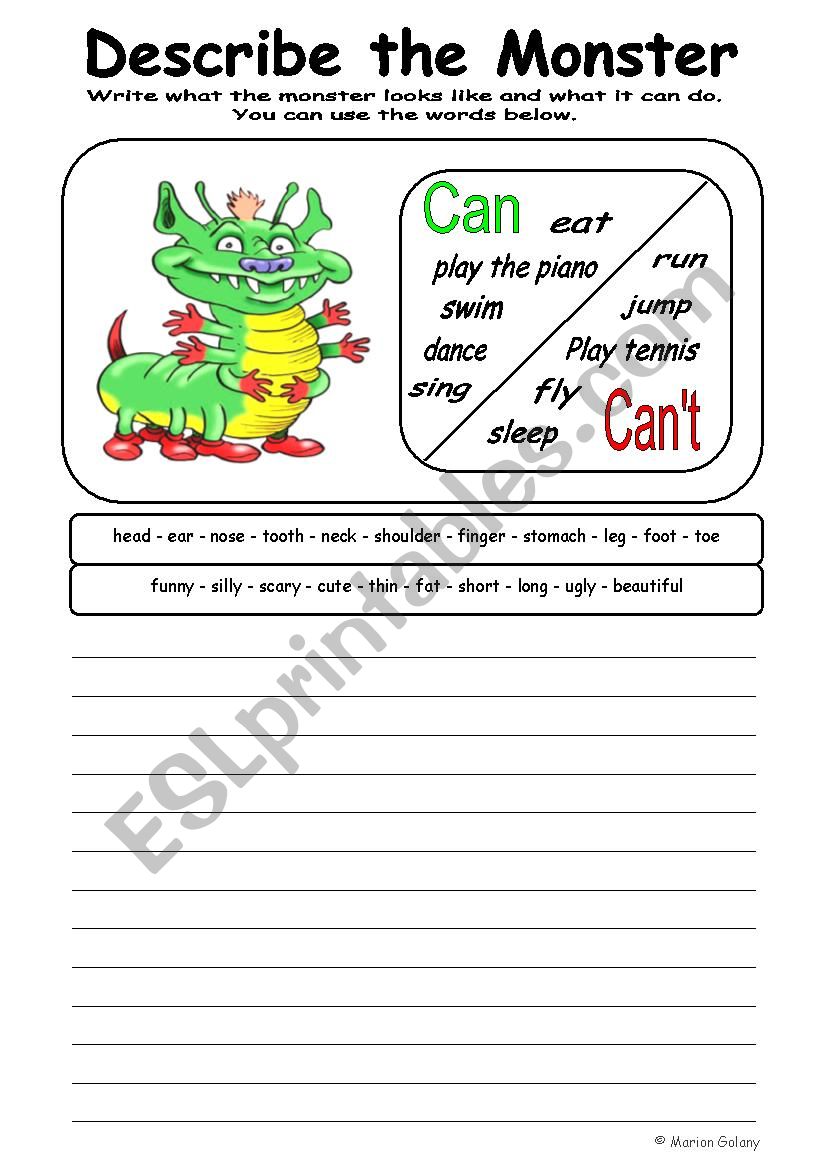 guided describe a monster´s appearance and abilities page - ESL ...