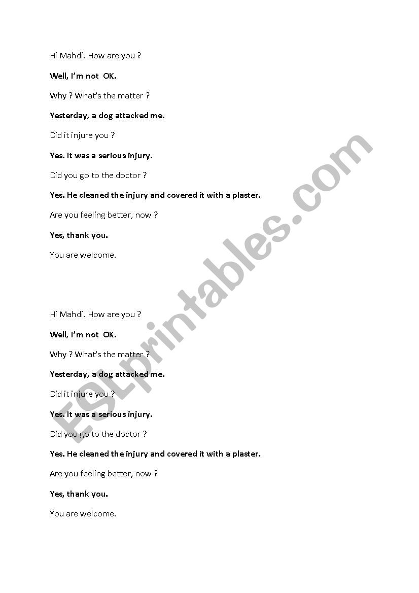 What´s the matter - 7th form Tunisian program - ESL worksheet by Great ...
