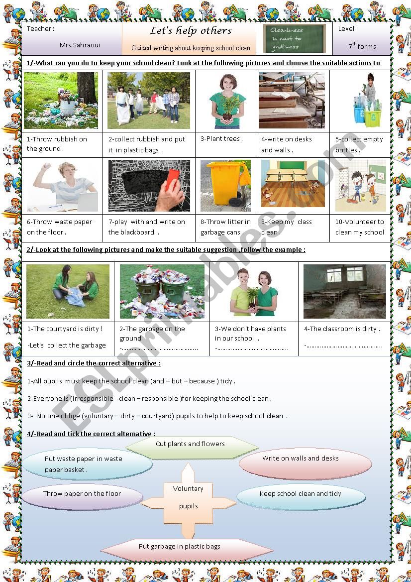 let´s help others(guided writing)7th form - ESL worksheet by moemendhia