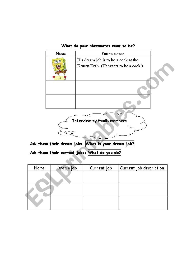 What do you want to be ? (interview your classmates and family) - ESL ...