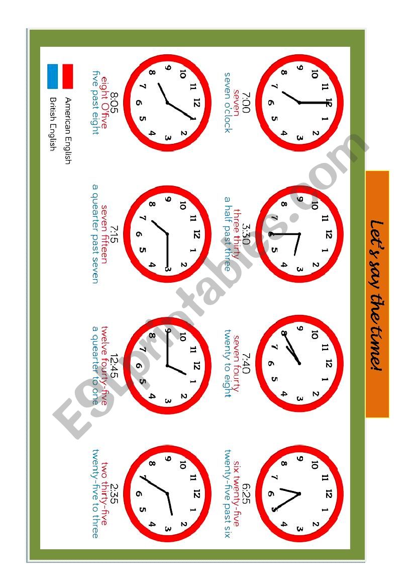 Let´s say the time! - ESL worksheet by Deelissa