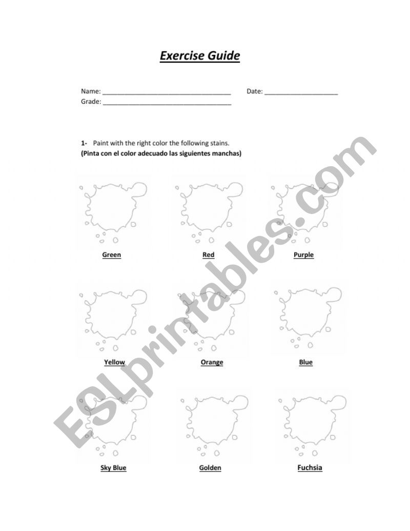 Exercise guide of colors and numbers - ESL worksheet by i_marcell