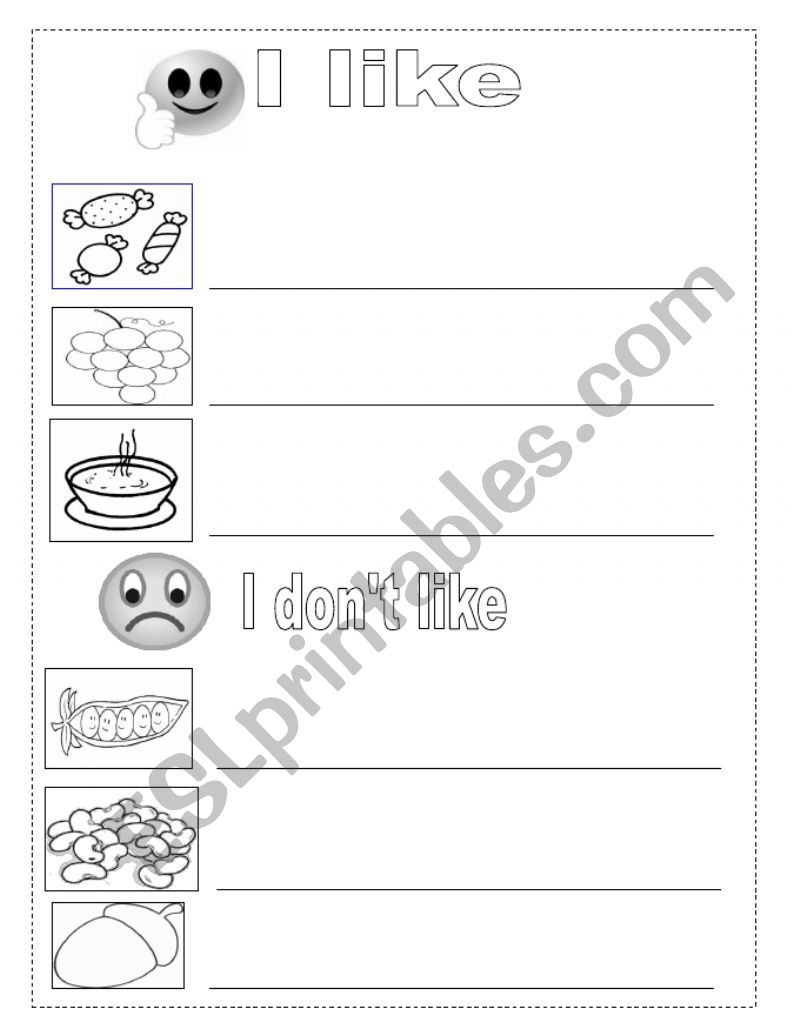 LIKE- DON´T LIKE - ESL worksheet by pkitas