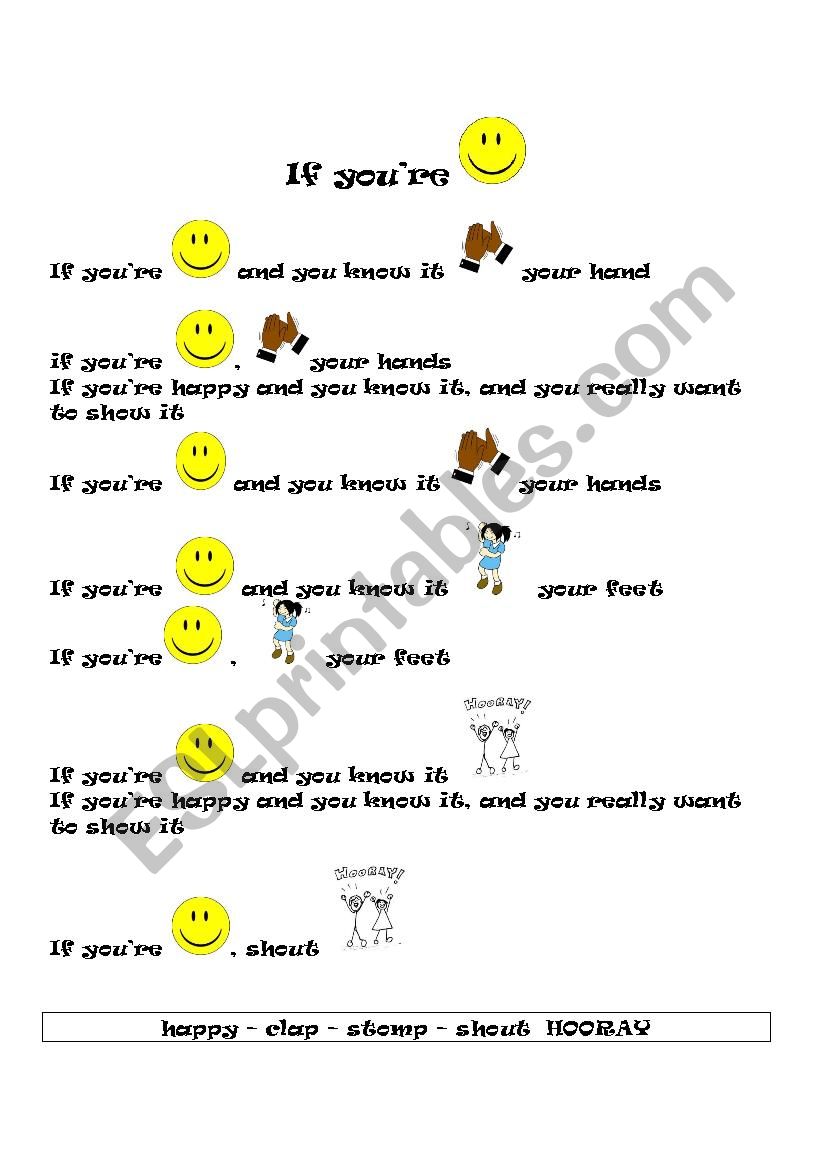 If you´re happy - ESL worksheet by ziguizaga