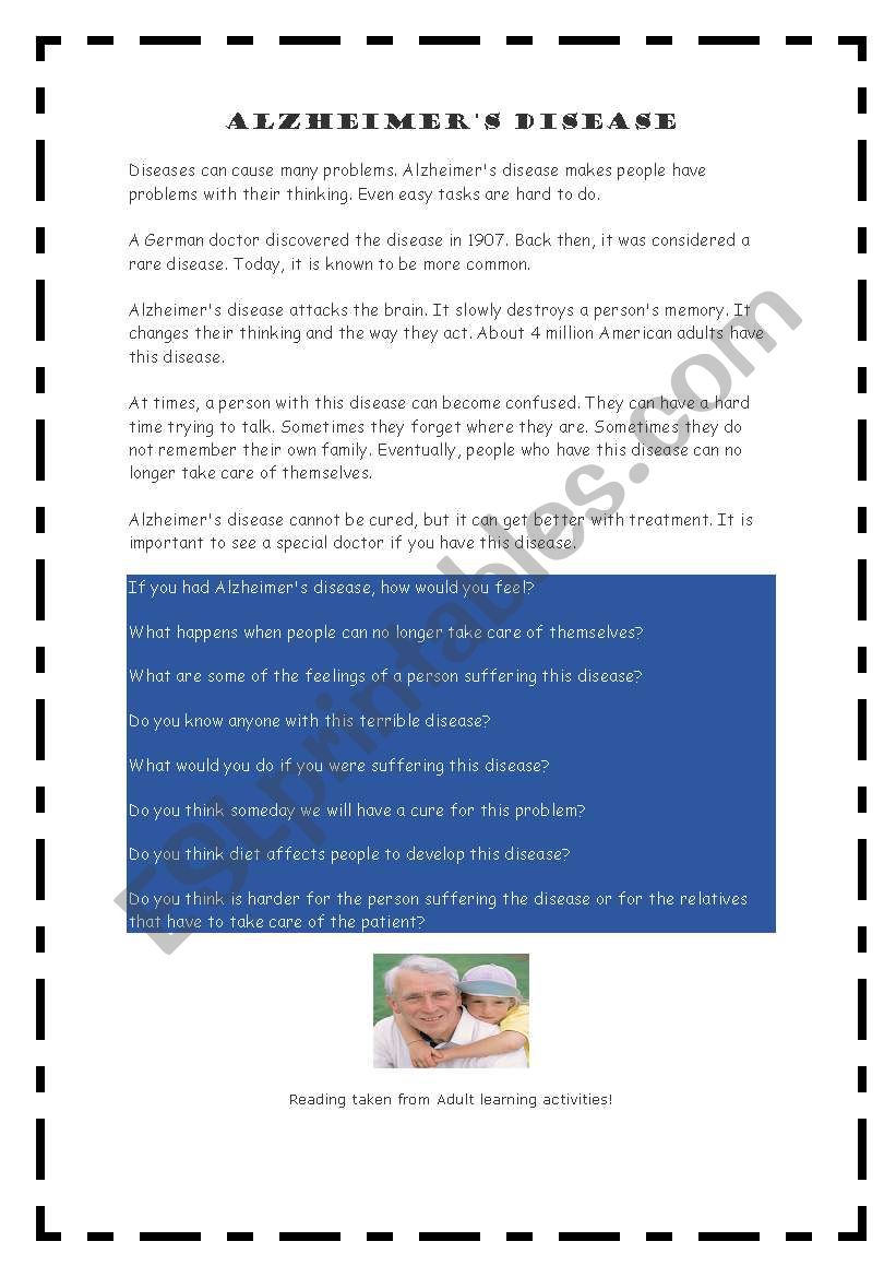 Alzheimer´s Disease - ESL worksheet by anancy