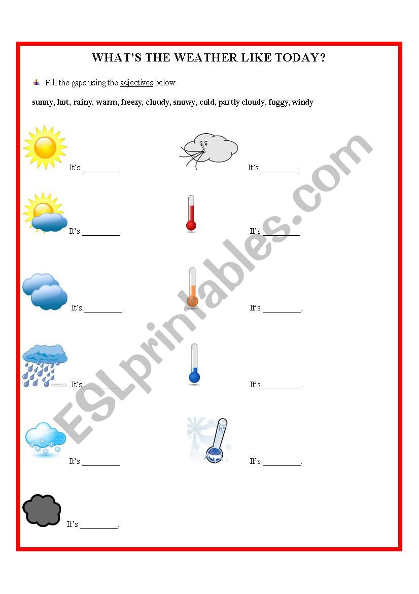 WHAT´S THE WEATHER LIKE? - ESL worksheet by gattadorata