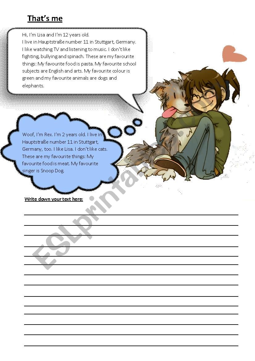That´s me - ESL worksheet by teacher1976
