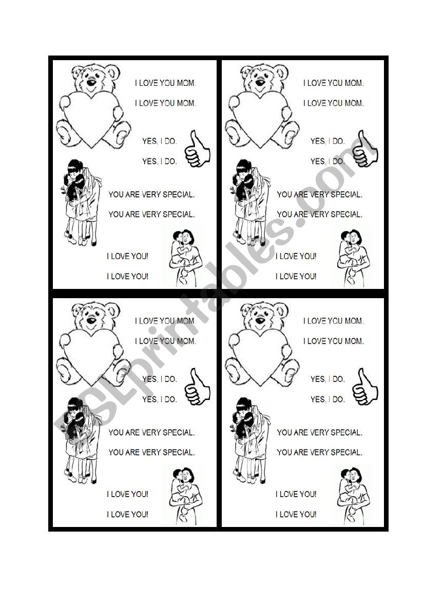 Mother´s day card anbd song - ESL worksheet by delo