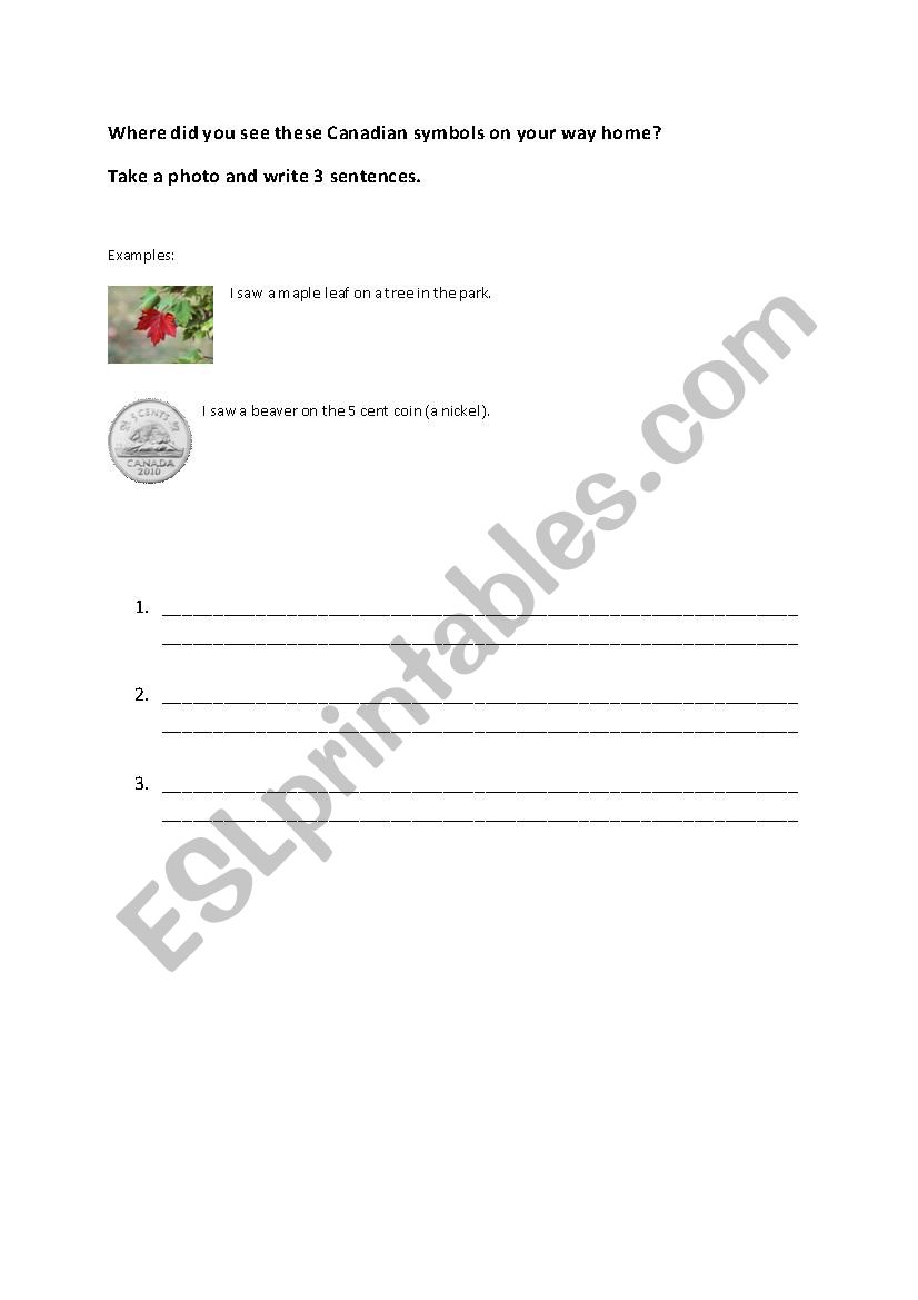 Canadian Symbols Worksheets