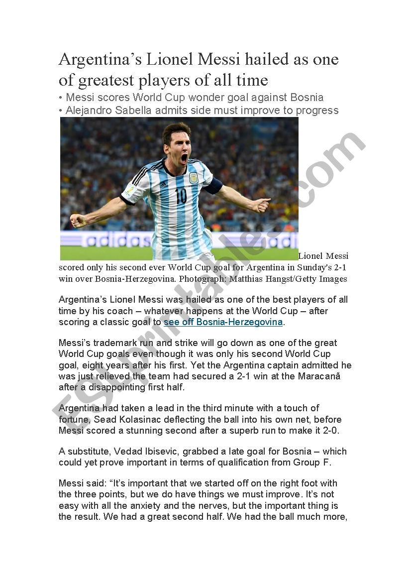 Argentina’s Lionel Messi hailed as one of greatest players of all time ...