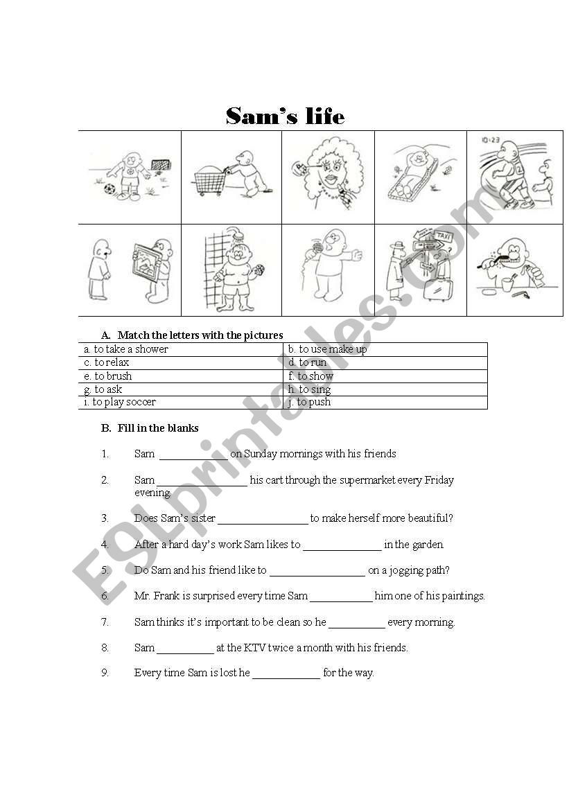 Sam´s life - ESL worksheet by Valiant