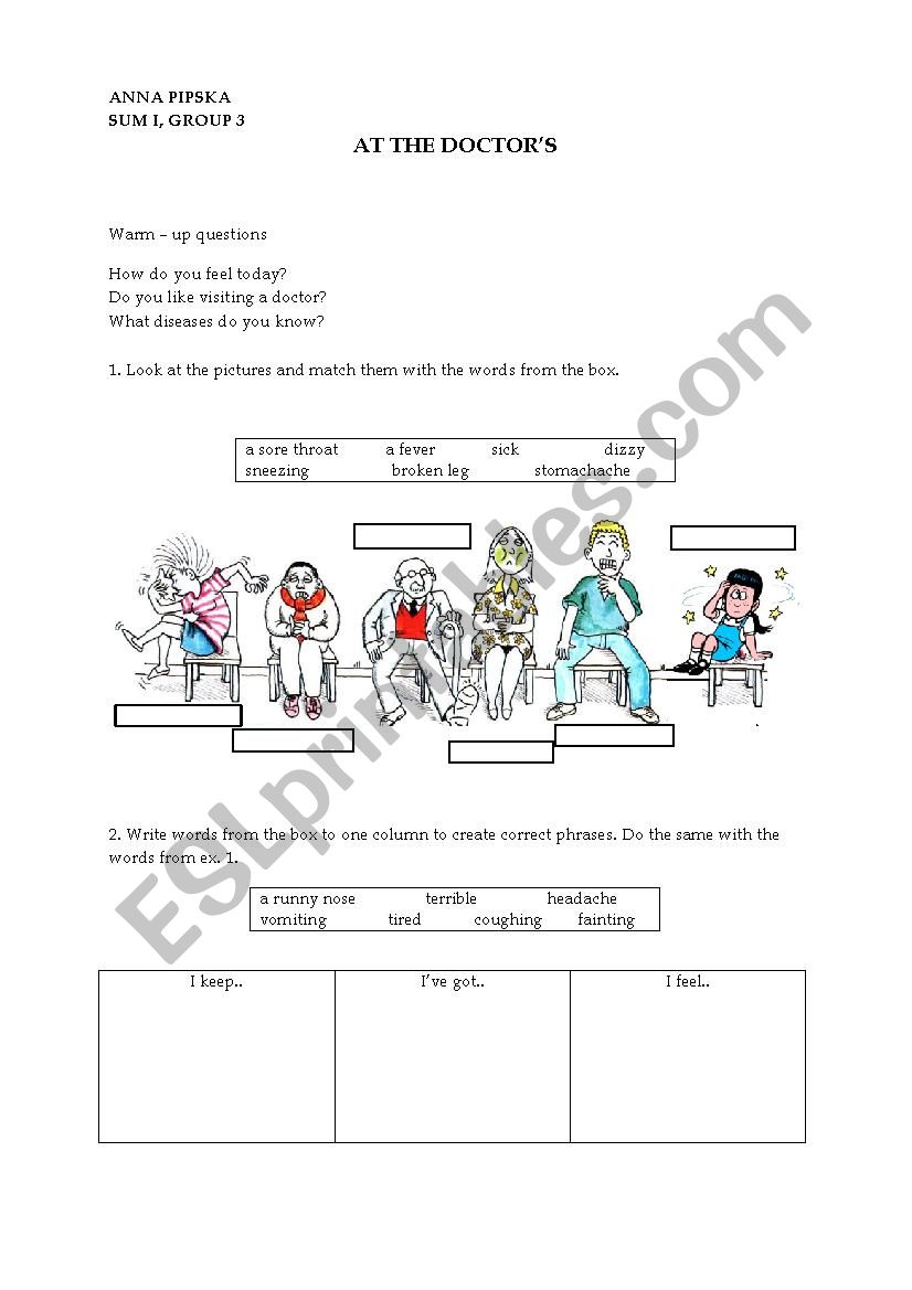 At the doctor´s - ESL worksheet by pardofelis
