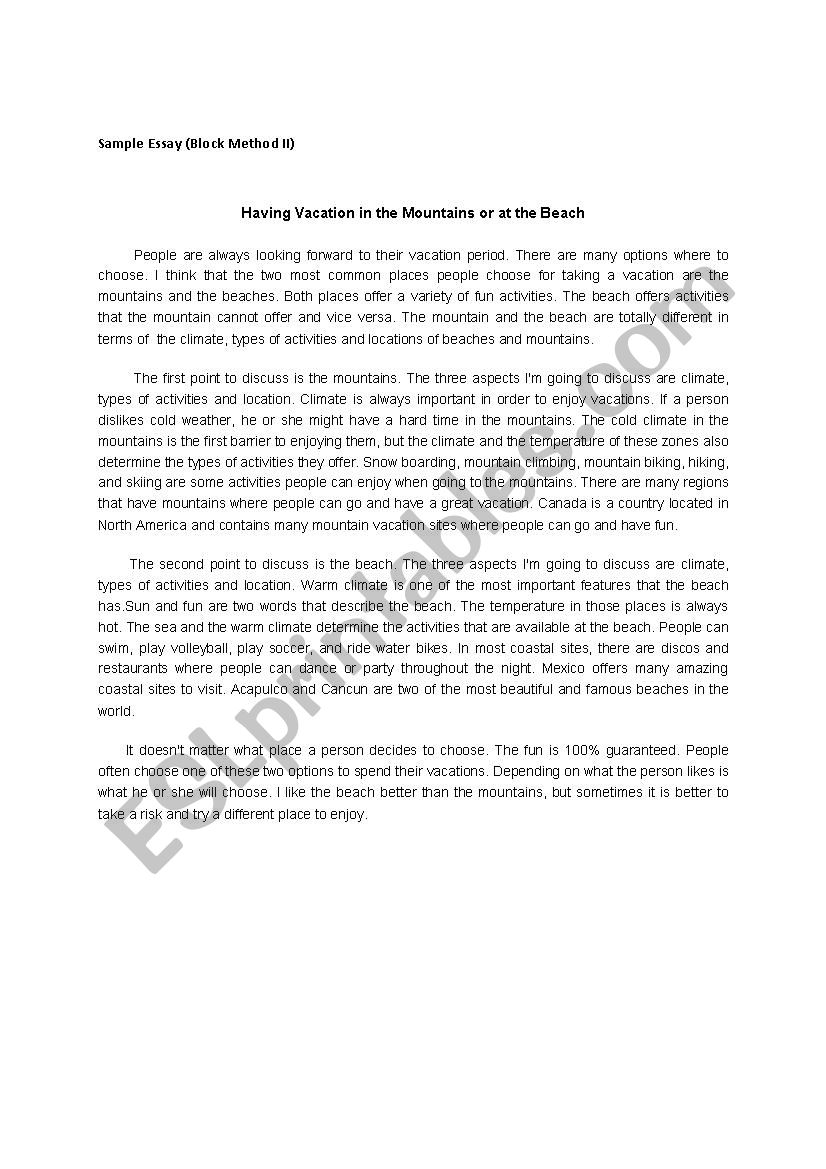 Comparison And Contrast Essay Block Method Example | Sitedoct.org