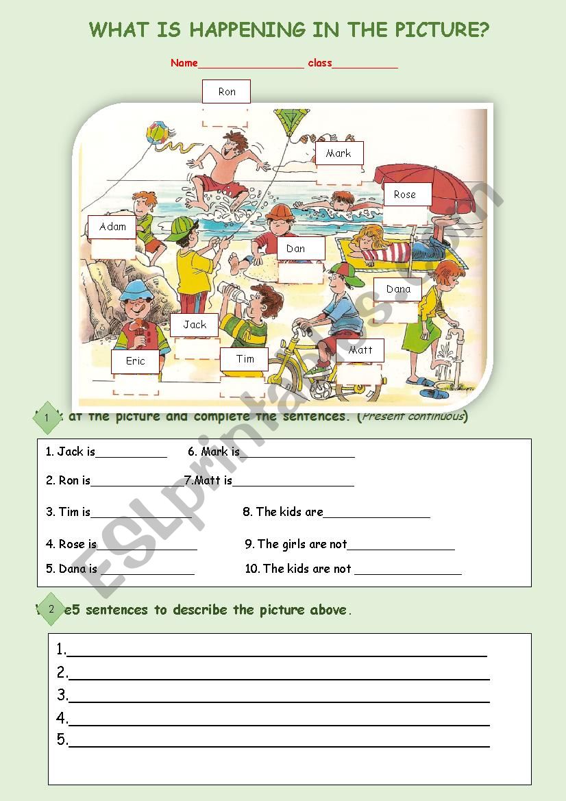 What´s happening in the picture? - ESL worksheet by schulzi