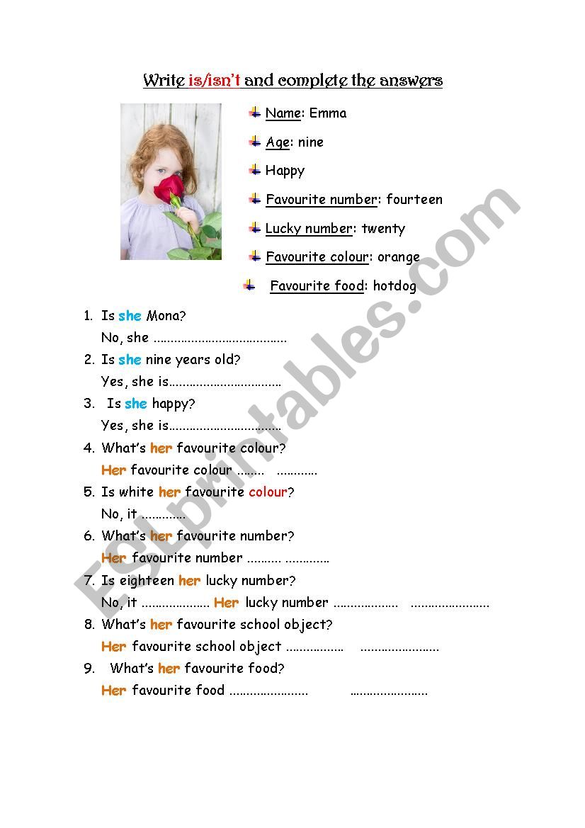 Write is or Isn´t and complete the quesitons - ESL worksheet by Miss euge