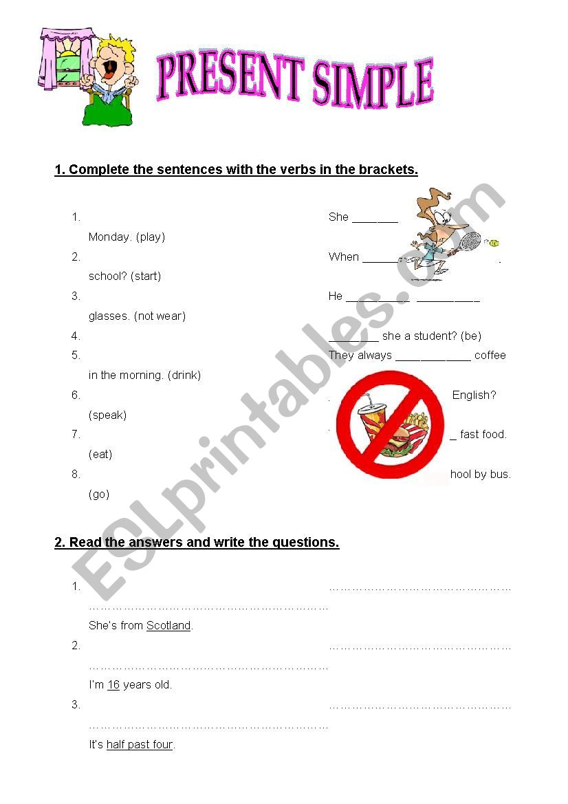 Present Simple Exercises - ESL worksheet by martinacastelletti Present Simple Exercises - ESL worksheet by martinacastelletti