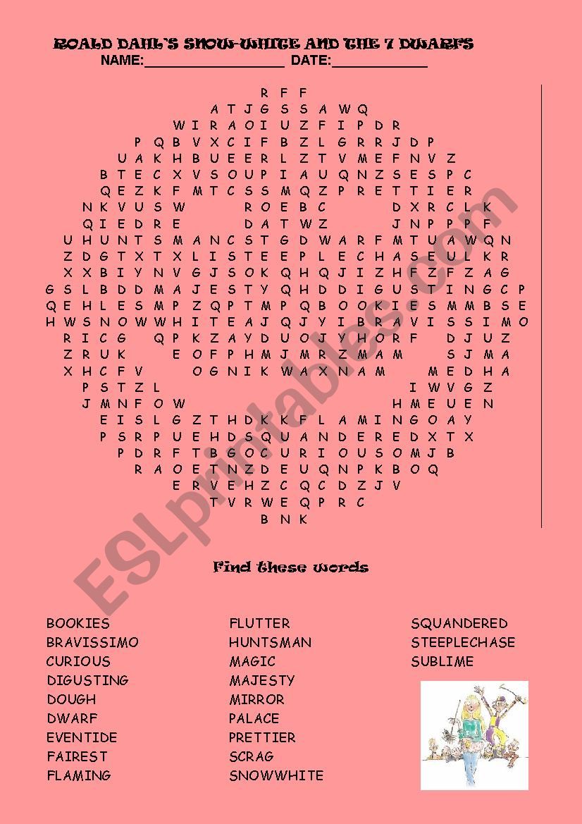 Roald Dahl´s Snow White and the Seven Dwarfs - ESL worksheet by ...