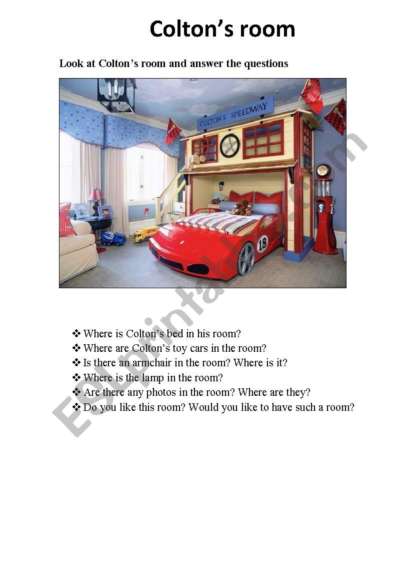 Colton´s room - ESL worksheet by Dasha86
