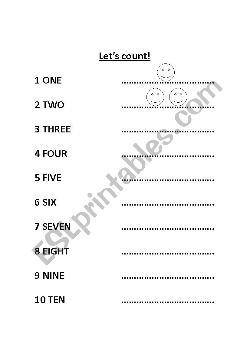 Let´s count! - ESL worksheet by aldanapetit