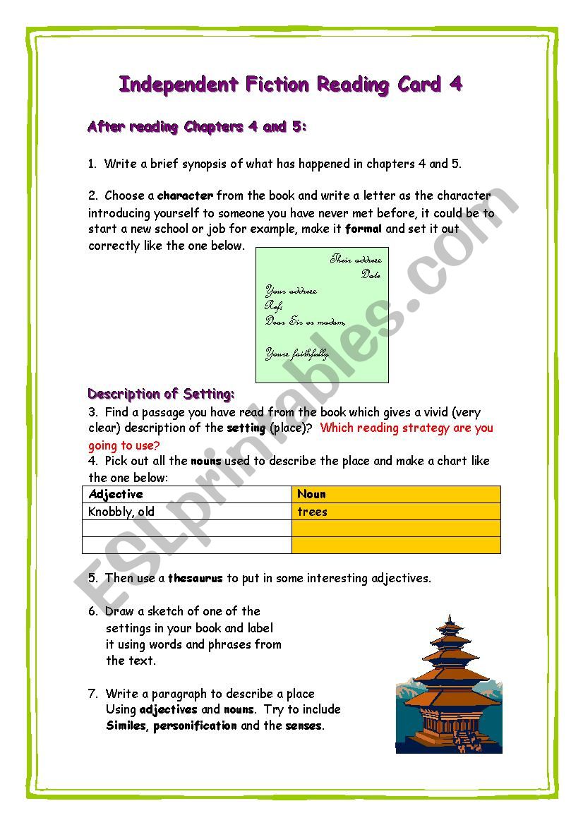 Independent Reading Worksheets