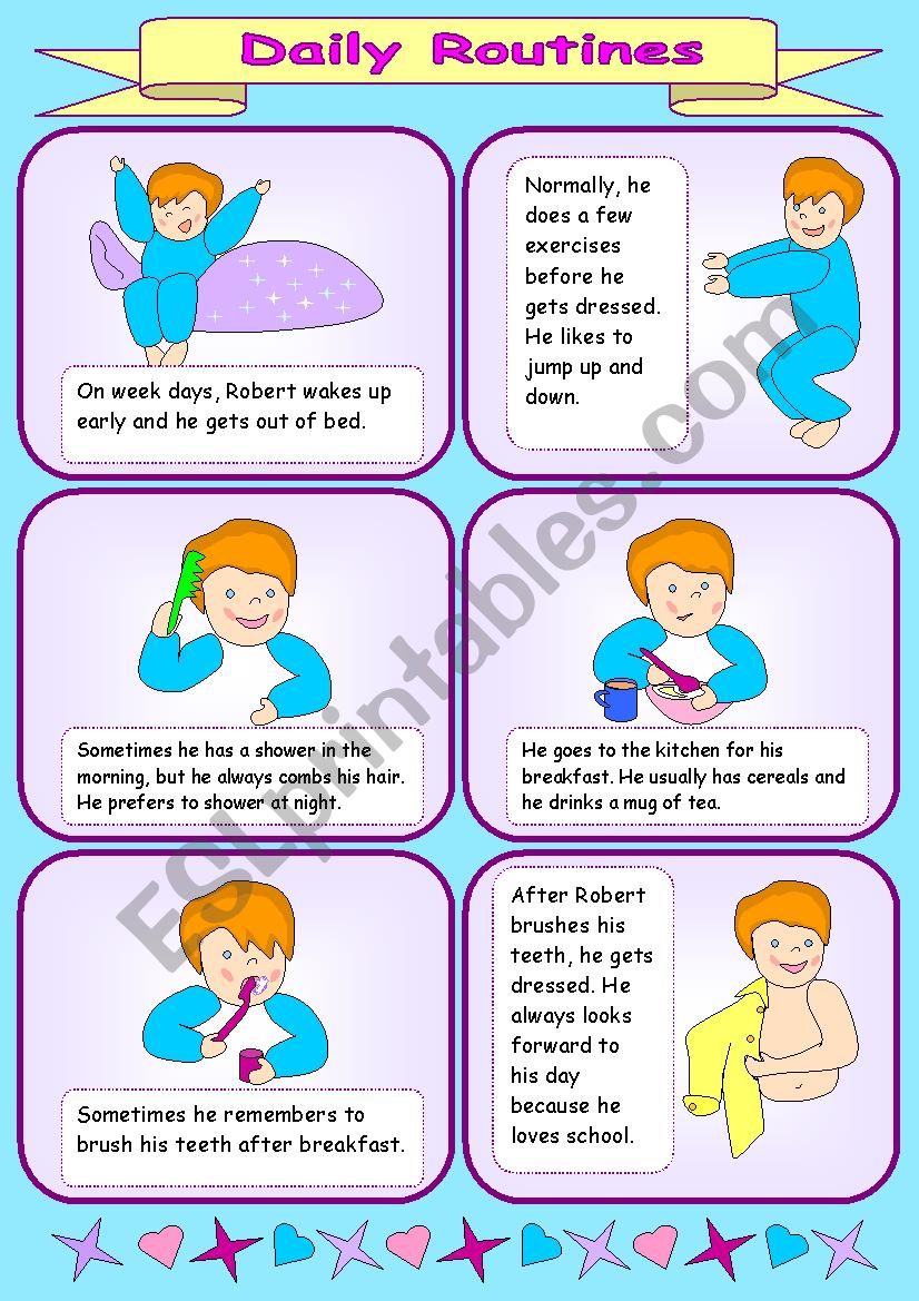 Robert´s Daily Routine - ESL worksheet by cunliffe