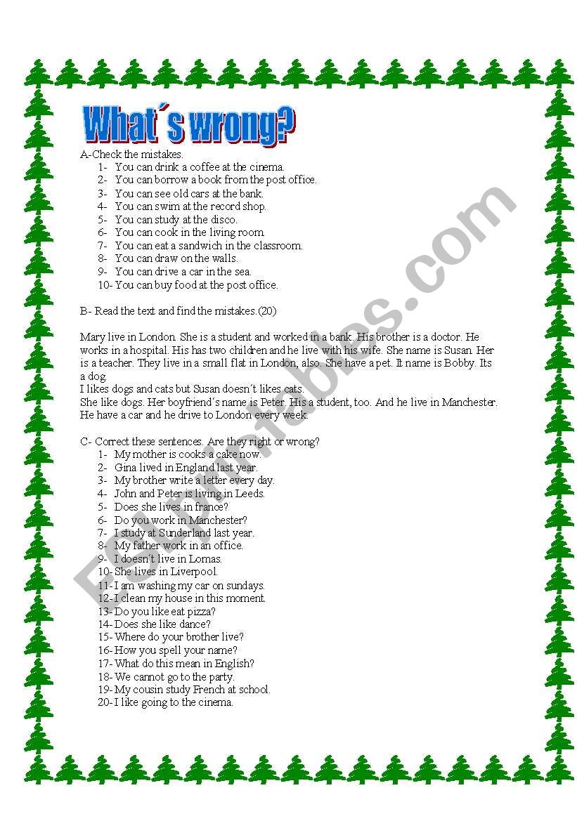 WHAT`S WRONG? - ESL worksheet by Nabila Manzur