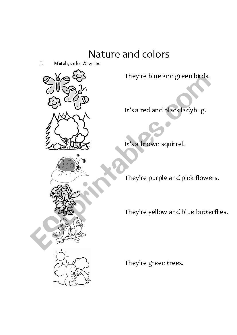 Nature and colors - ESL worksheet by Alefife