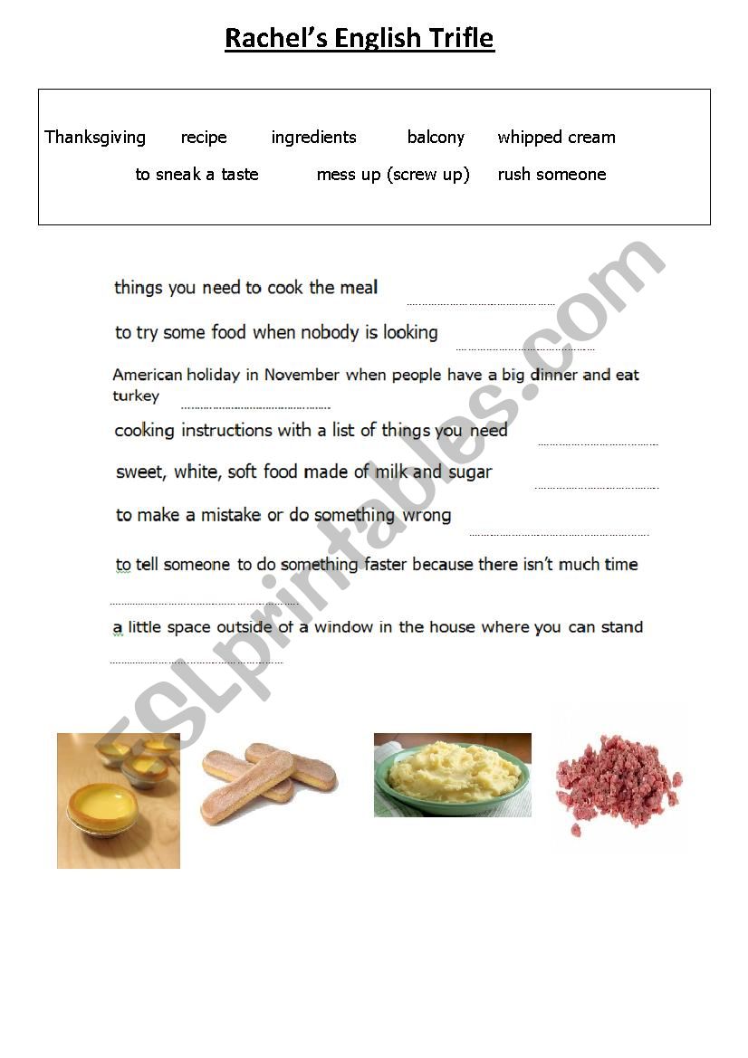 Rachel´s English Trifle hdt - ESL worksheet by edboydeshaw