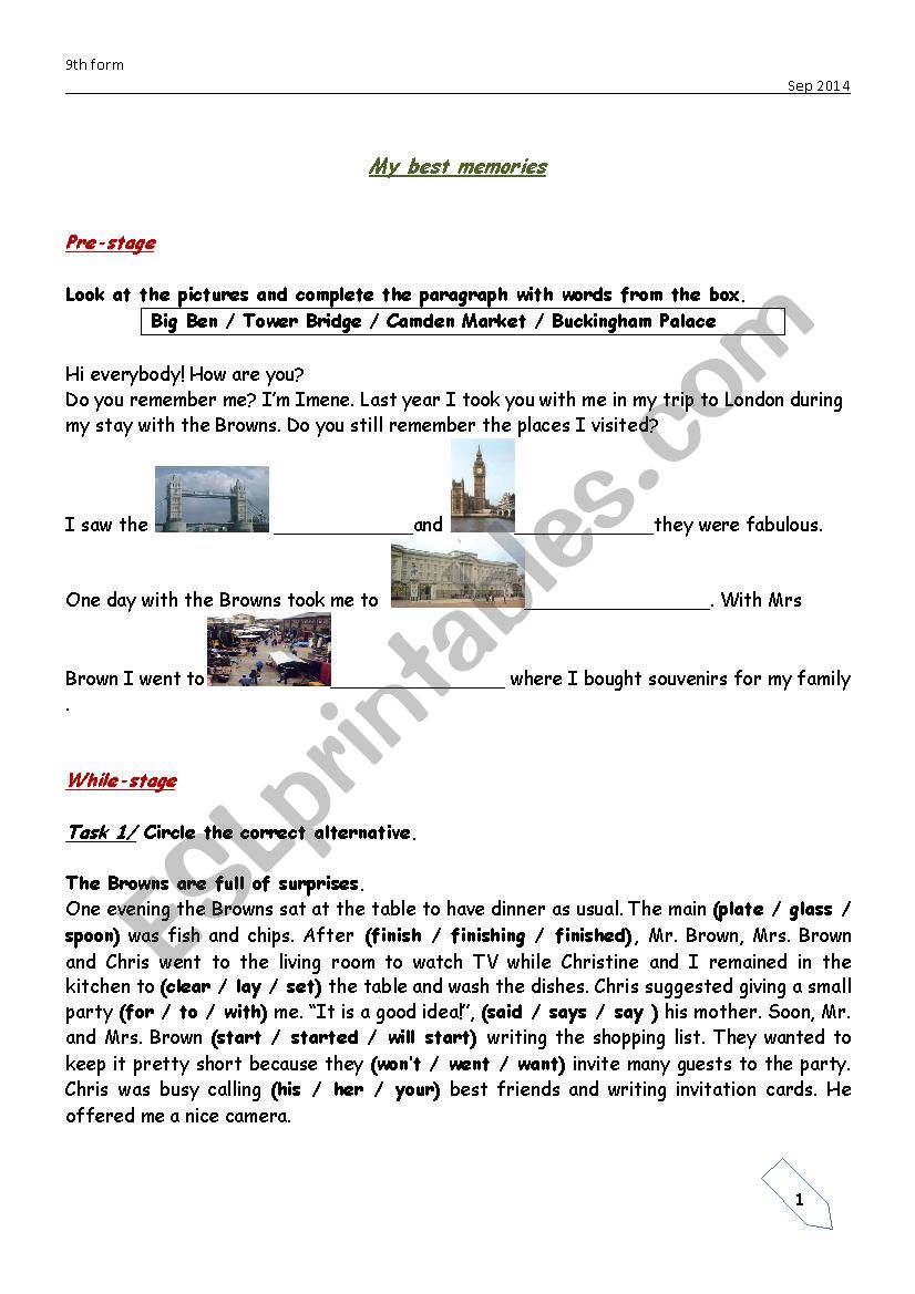 imen´s best memory - ESL worksheet by haddoula