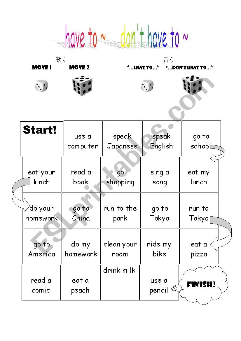 Have to..... Don´t have to.... - ESL worksheet by englishman1978