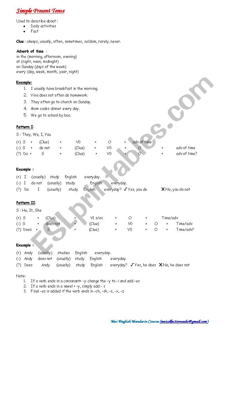 How to use Simple Present Tense - ESL worksheet by rainy84