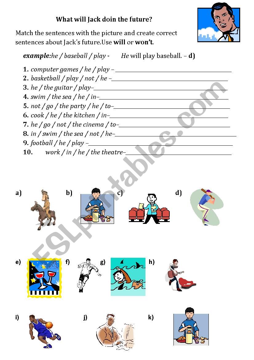 Future Simple - JackÂ´s future story - ESL worksheet by Nenulka21