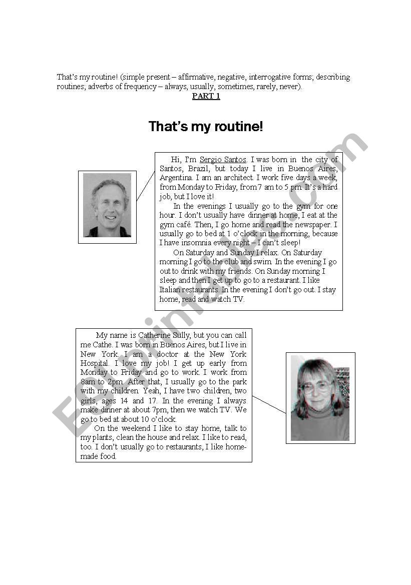 That´s my routine! - ESL worksheet by Cícero Barbosa