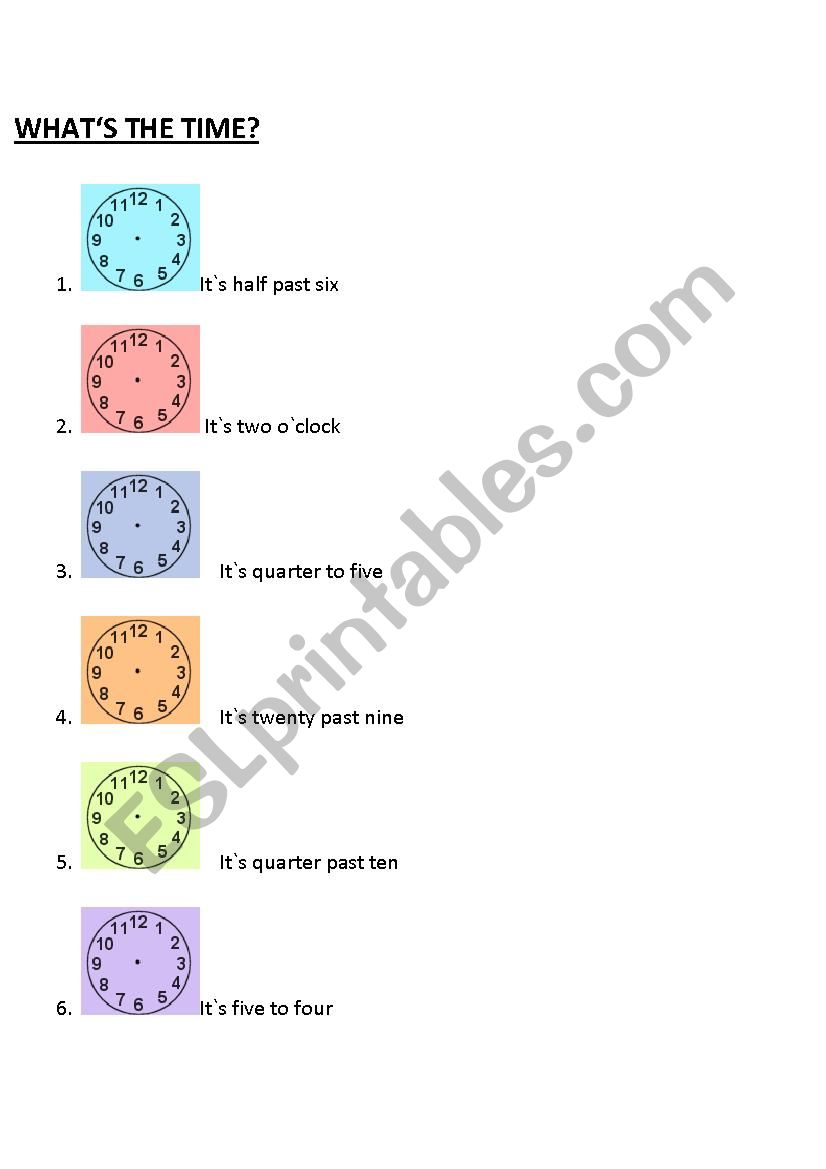 What`s the time? - ESL worksheet by misscandelight
