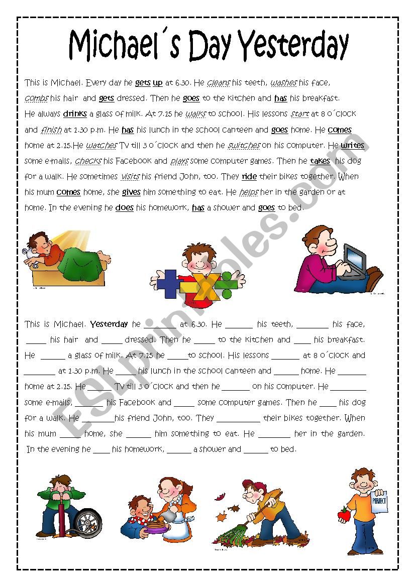 Michael´s Day - ESL worksheet by martinasvabova