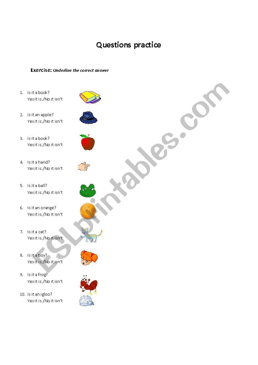Questions- yes it is/no it isn´t - ESL worksheet by mpappa