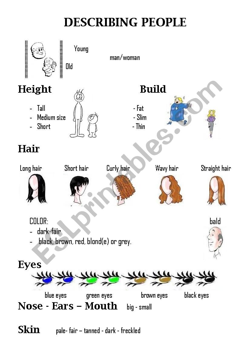 Describing People Physical Appearance Esl Worksheet By Martuskipower