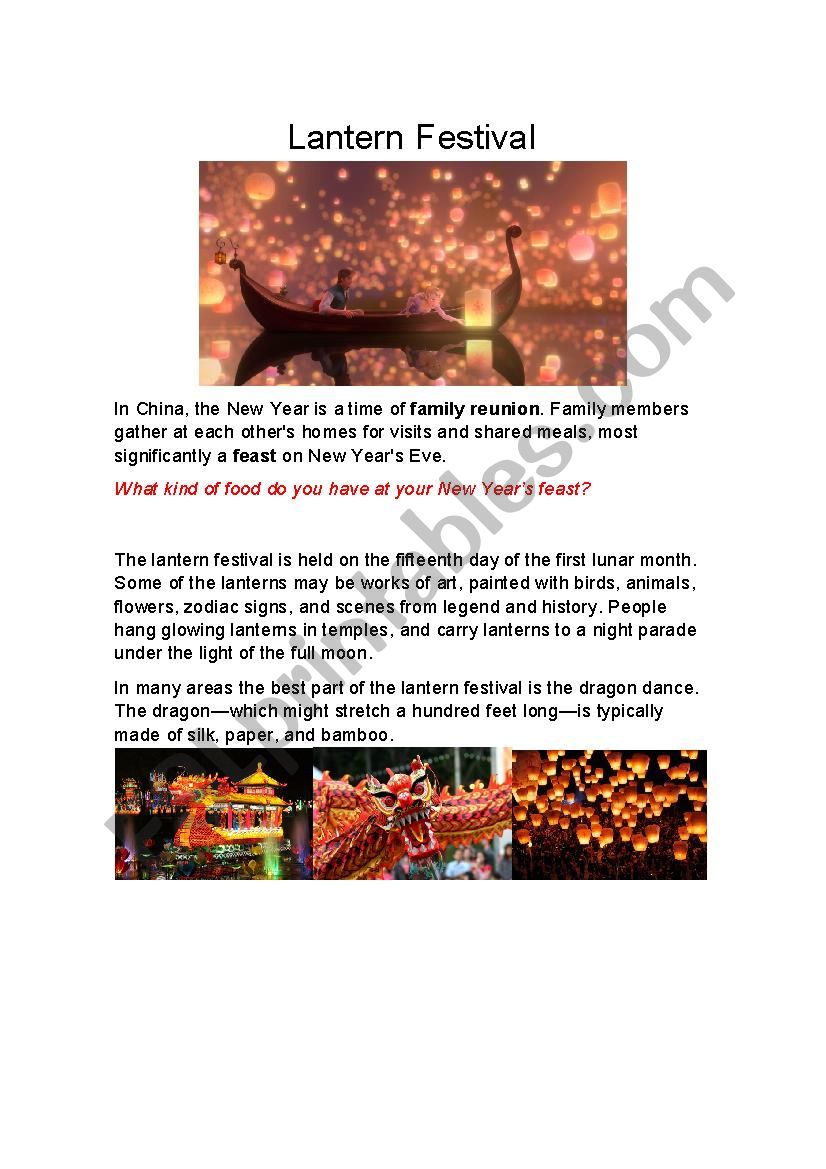 Lantern Festival and Tangled´s I See The Light - ESL worksheet by icalim