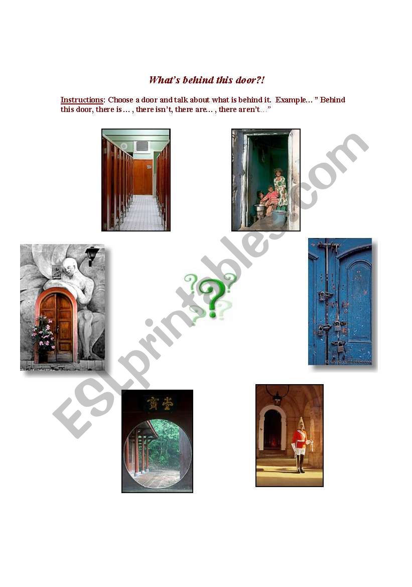 English worksheets: What´s Behind this Door?