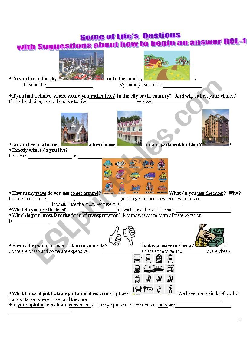 Some of Life´s Questions RCL-1 - ESL worksheet by lewisronaldc