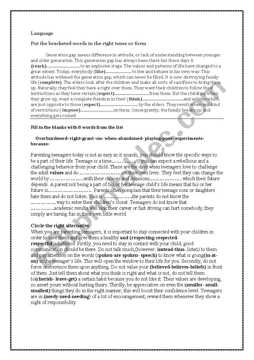 Mid-Term Test N°1 - ESL worksheet by amiri12