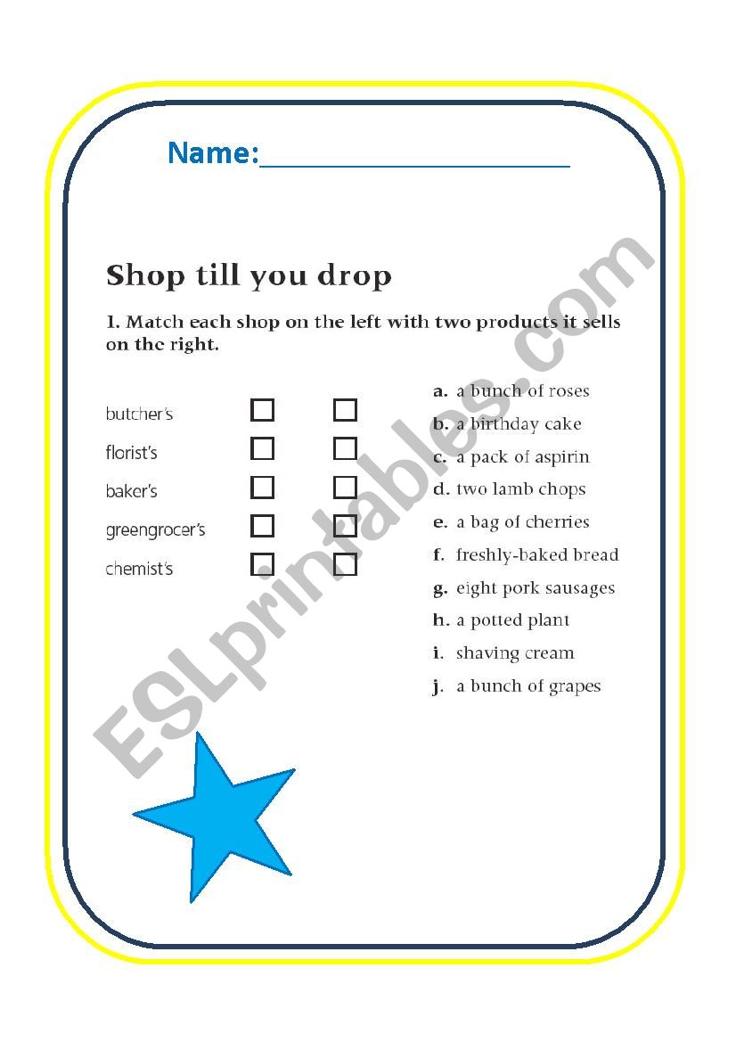Shop Until You Drop - ESL worksheet by sametkale87